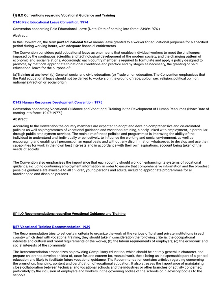 ILO Conventions | PDF | Vocational Education | Lifelong Learning