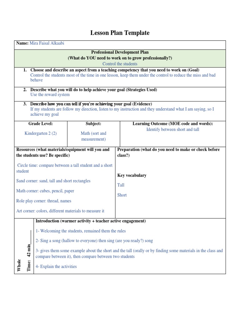 Lesson Plan Template | PDF | Behaviorism | Lesson Plan