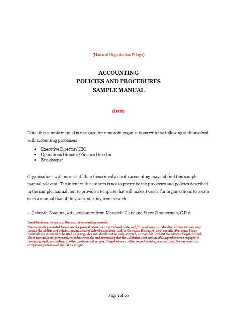 Accounting Protocol Manual Template | Download Free PDF | Bookkeeping ...