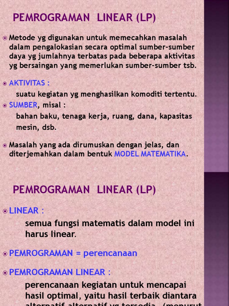 Program Linear Riset Operasi | PDF | Teaching Methods & Materials