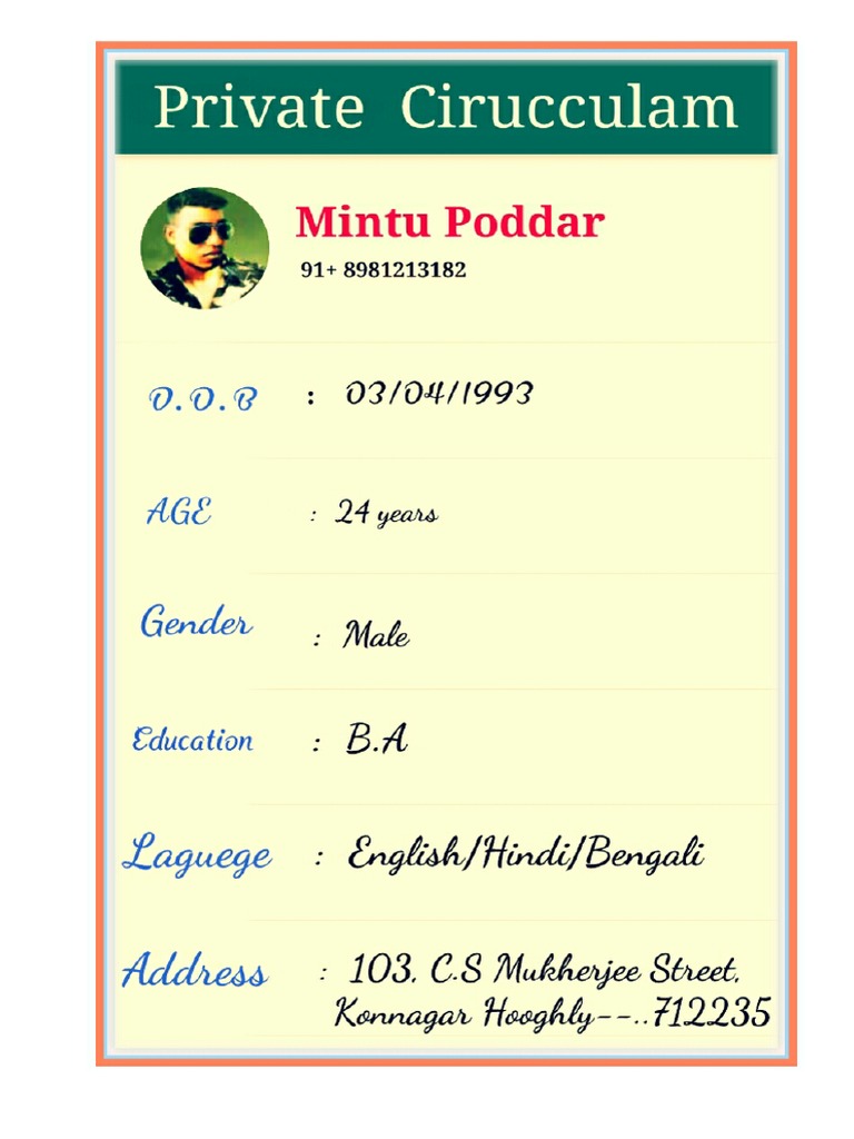 Mintu Poddar Bio Data PDF | PDF