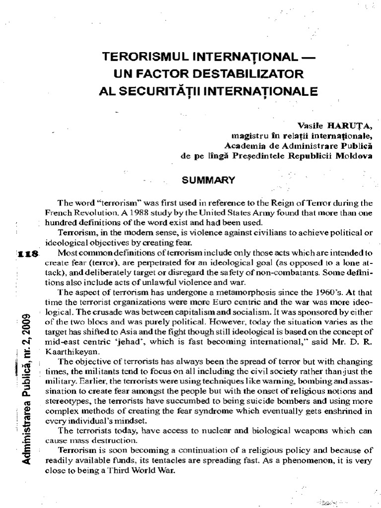 Terorismul International | PDF | International Law | Applied Ethics