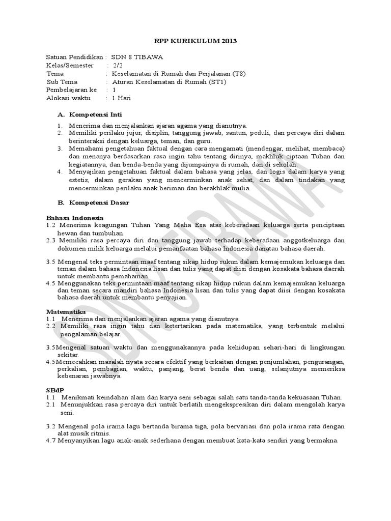 RPP Kurikulum 2013 | PDF