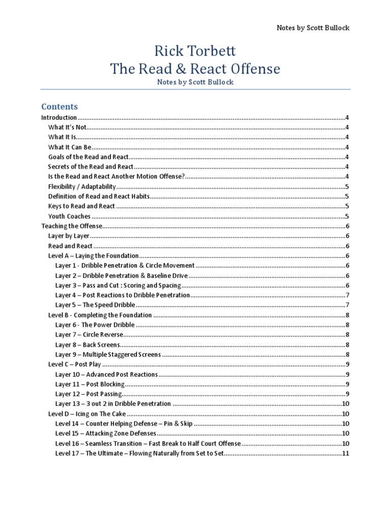 Rick Torbett Read and React Offense Scott Bullock | PDF | Sports ...