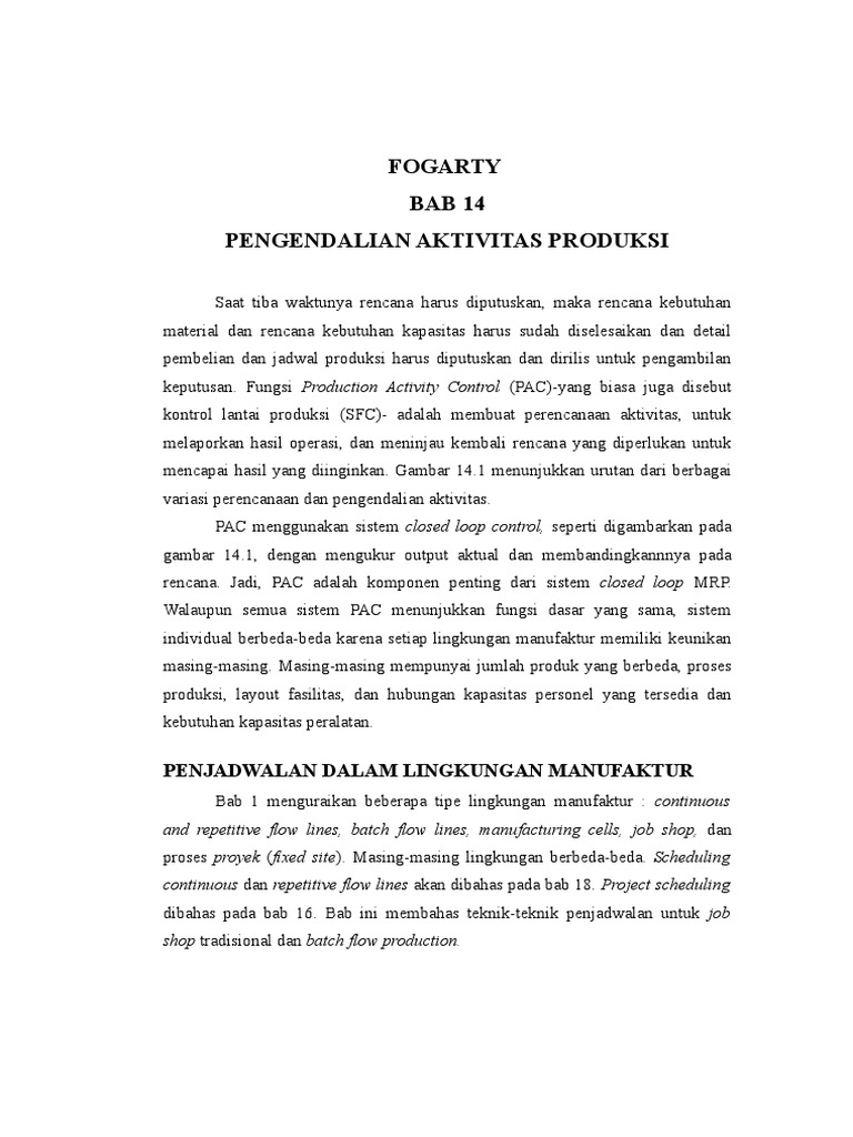 Production Activity Control and Scheduling in Batch Production and Job ...