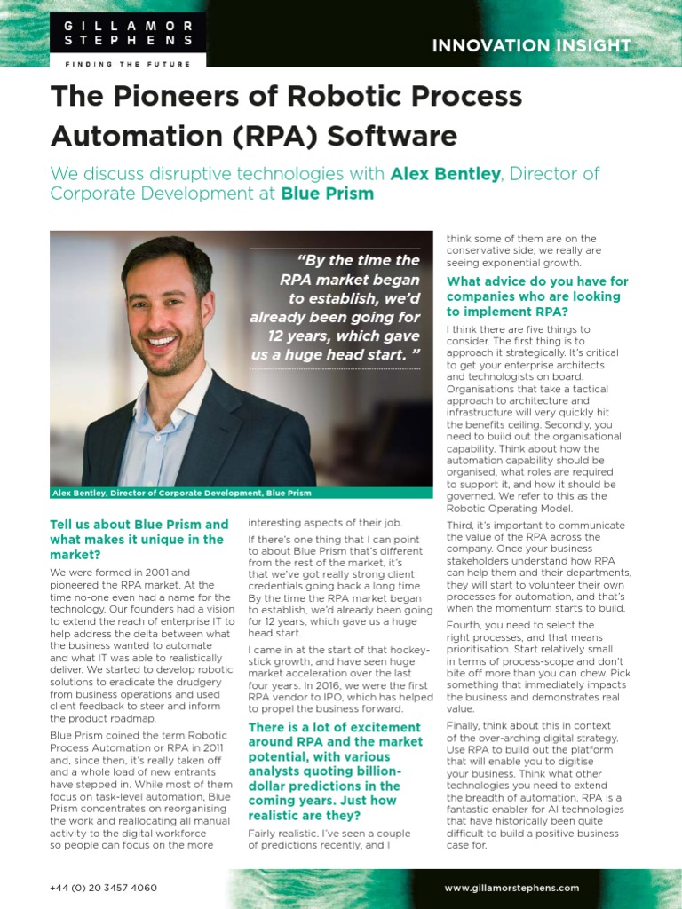 The Pioneers of Robotic Process Automation (RPA) Software | PDF ...