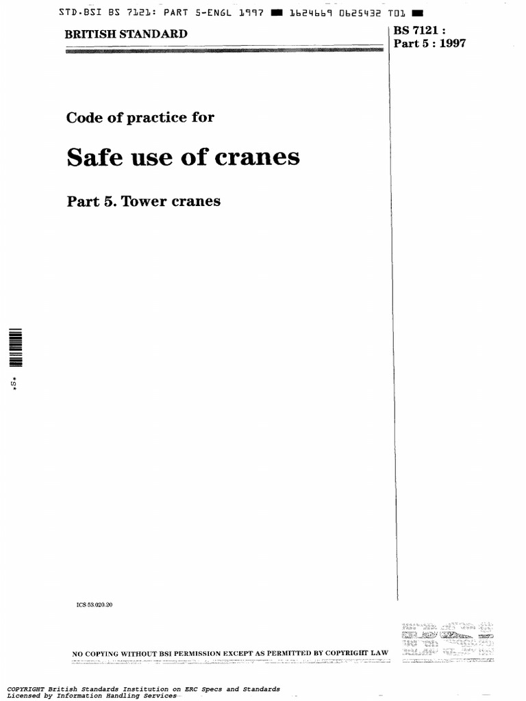 BS 7121 Part 5 (97) Tower Crane | Download Free PDF | Crane (Machine ...