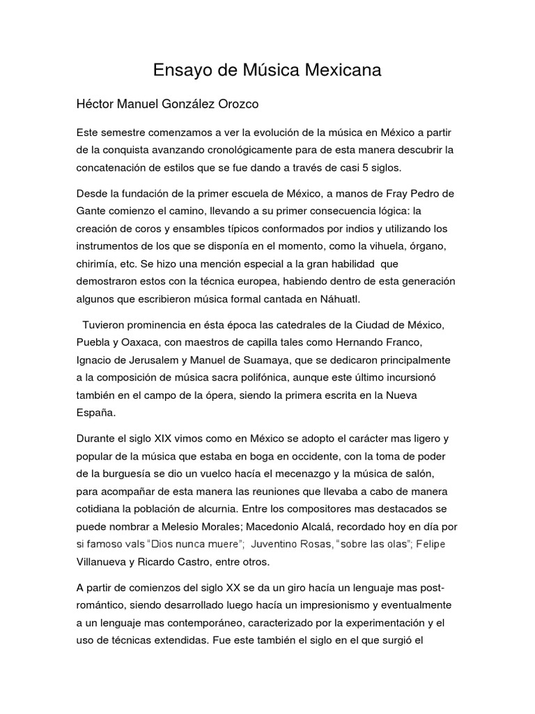 Ensayo de Música Mexicana | PDF | Música clásica | Entretenimiento ...