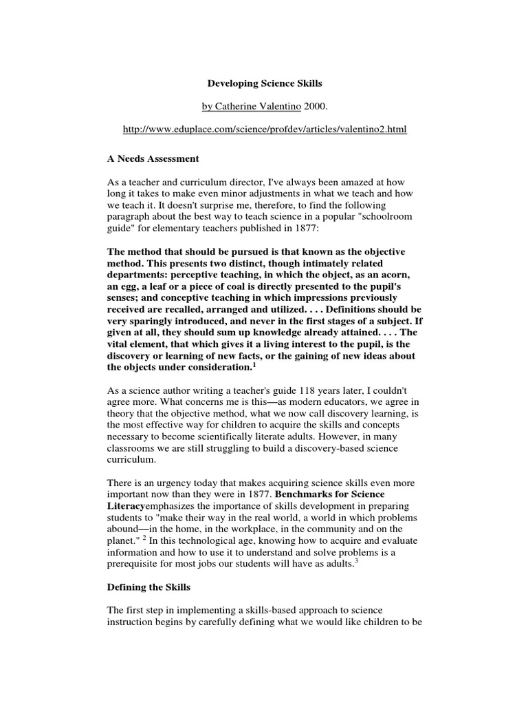 Valentino 2000 Developing Science Skills | PDF | Critical Thinking ...