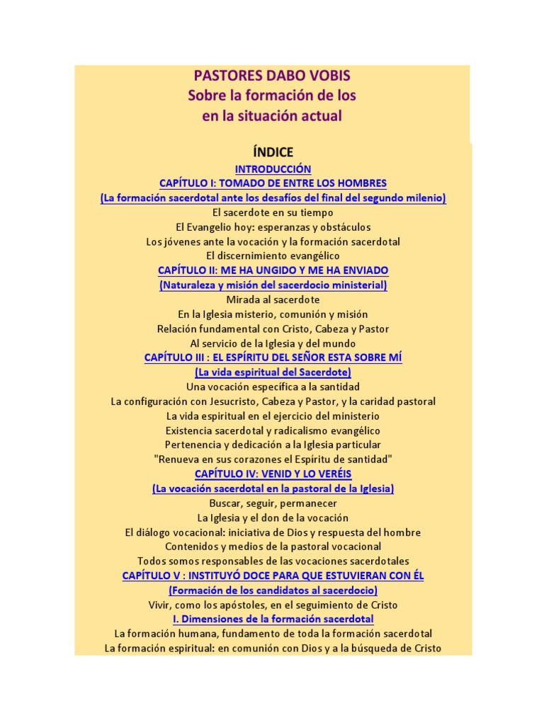 Pastores Dabo Vobis | PDF | Sacerdote | Cristo (título)