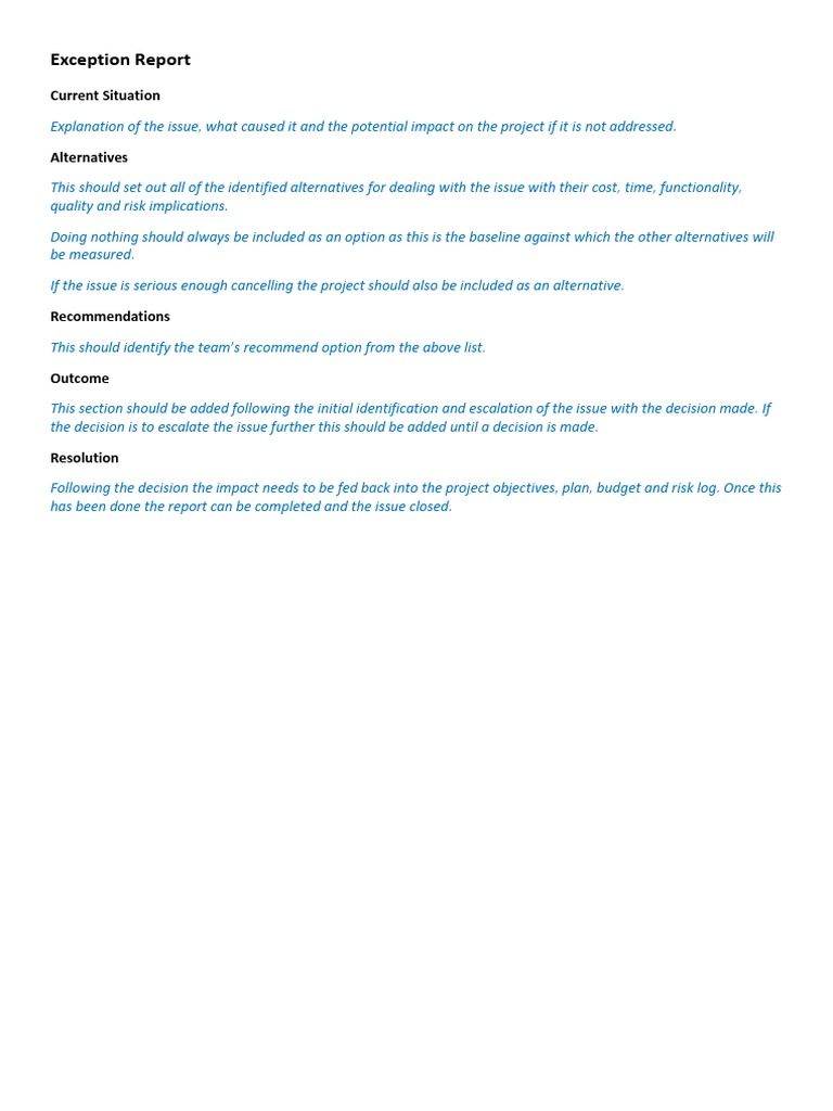 Exception Report | PDF