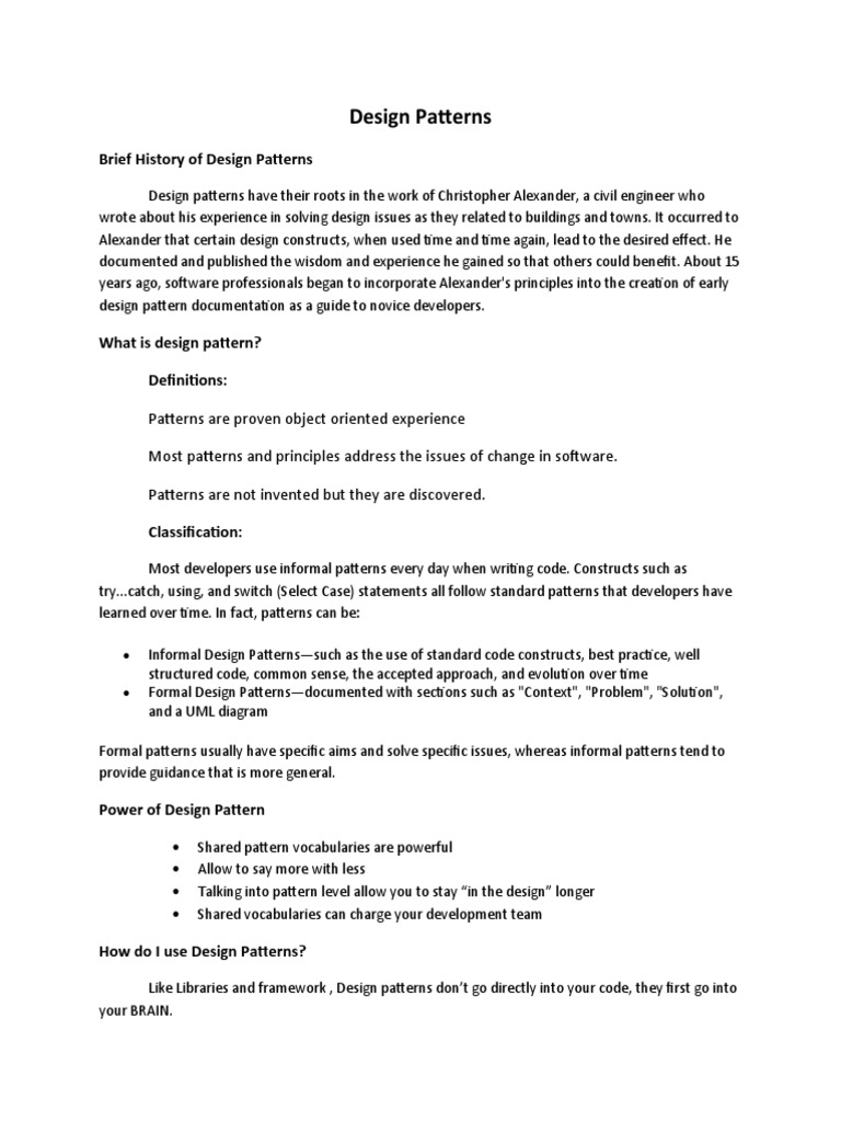 Brief History of Design Patterns | PDF | Software Design Pattern | Class (Computer Programming)