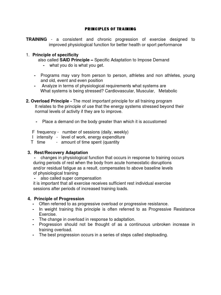 Principles of Training | PDF | Physical Fitness | Physical Exercise