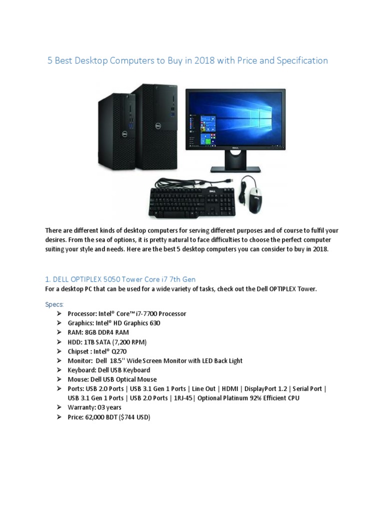 5 Best Desktop Computers To Buy in 2018 | PDF | Personal Computers ...
