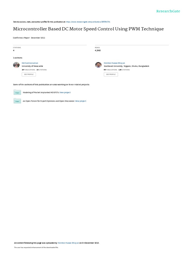 Microcontroller Based DC Motor Speed Control Using PWM Technique | PDF ...