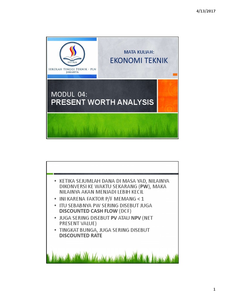 04 Present Worth Analysis PDF | PDF | Mathematical Economics | Cash