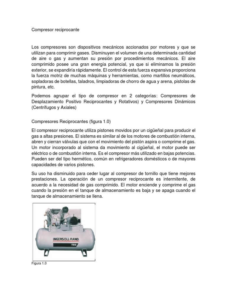 Compresores Reciprocantes: Guía Técnica | PDF | Pistón | Motor de ...