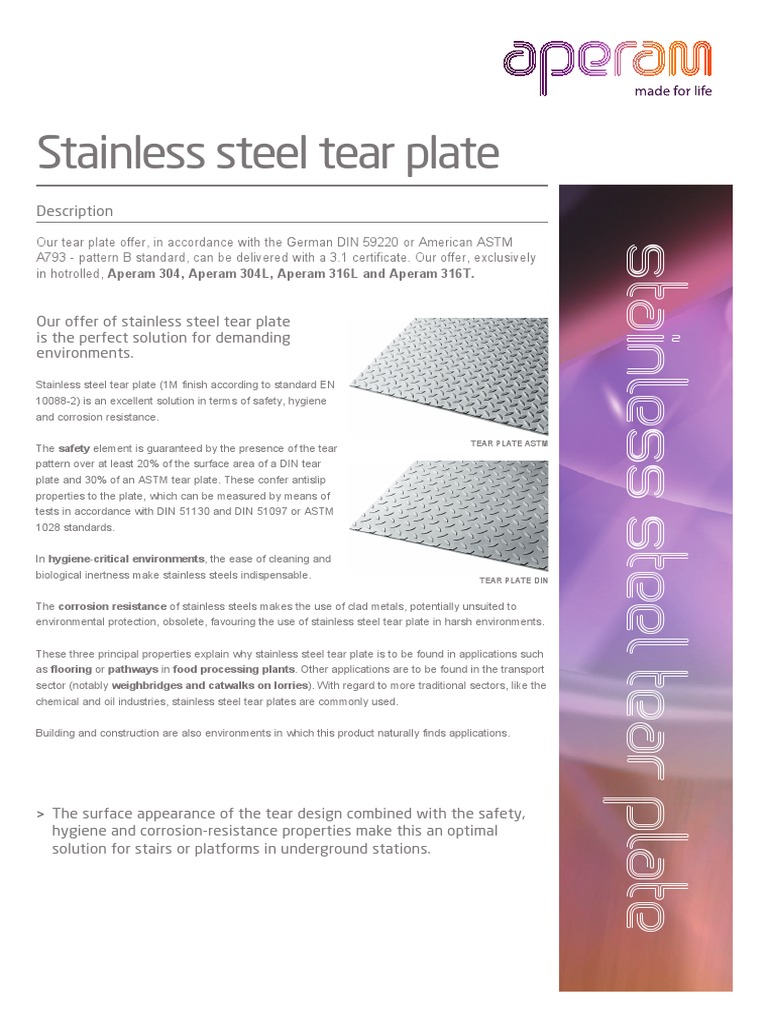 Steel Tear Plate FT Toles Larmees Eng | PDF | Stainless Steel | Corrosion