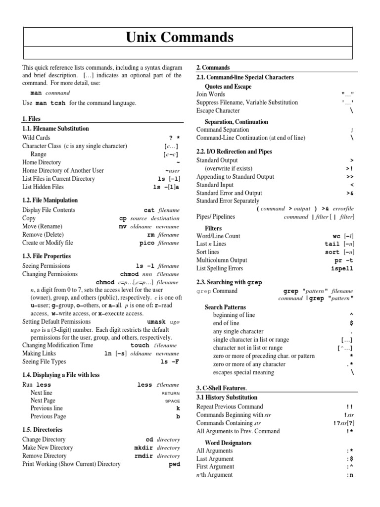 Unix Commands Return Space Pdf Command Line Interface Computer File 8834