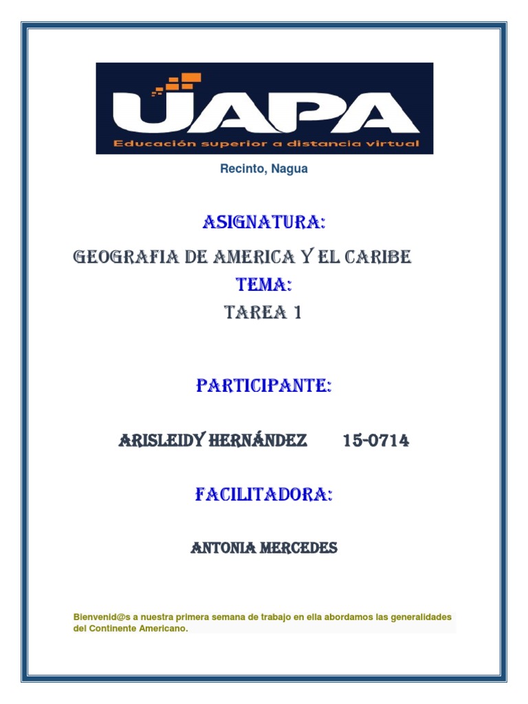 Tarea 1 de Geografia de America y El Caribe | PDF | Américas | Continente