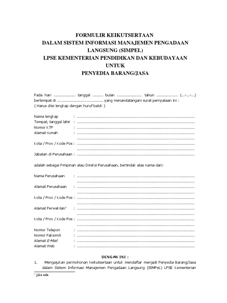 10 - Formulir Pendaftaran SIMPeL Baru 2016 | PDF | Bisnis