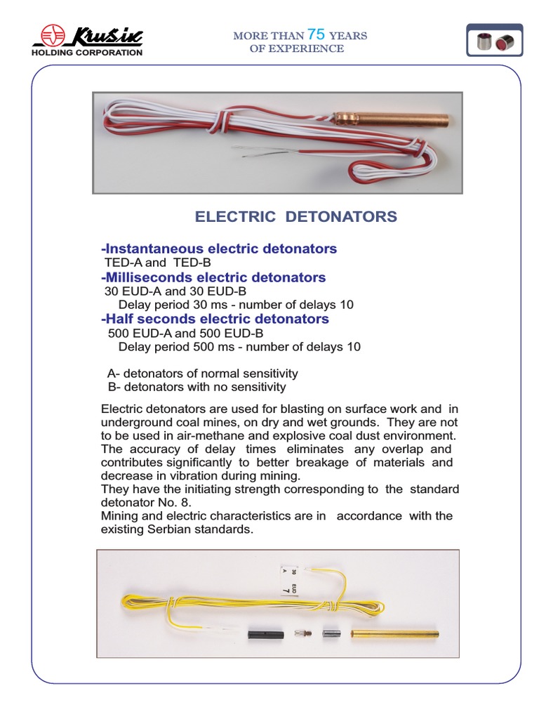 Instantaneous Electric Detonators - Milliseconds Electric Detonators ...