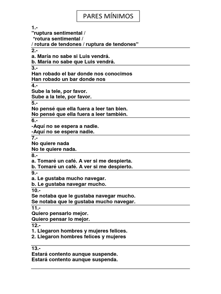 Ejemplos de Pares Mínimos en Español | PDF