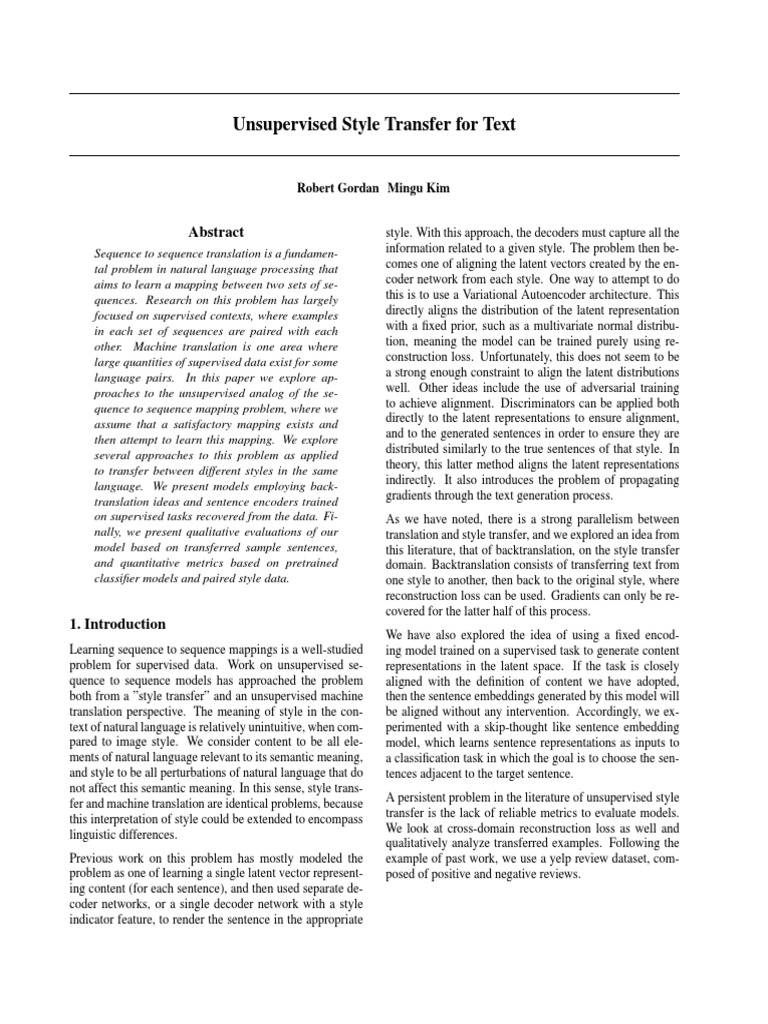 Unsupervised Style Transfer | PDF | Applied Mathematics | Areas Of Computer Science