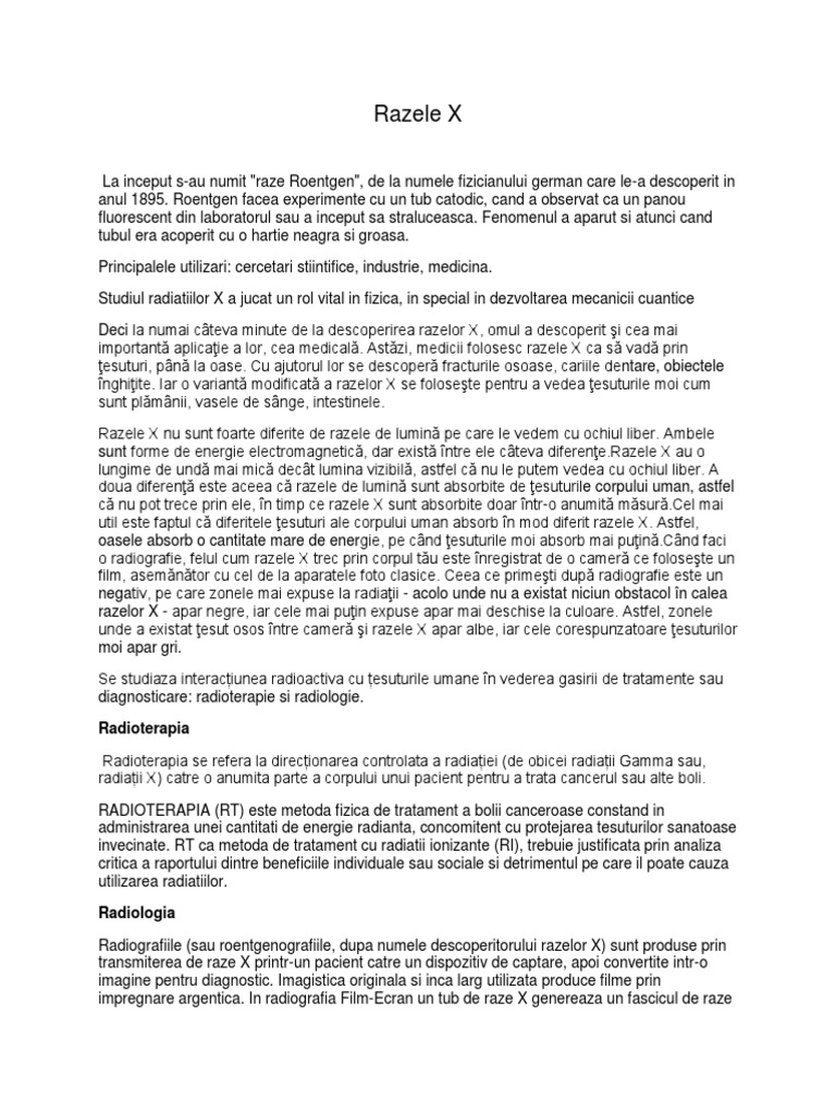 Razele X: Radioterapia | Download Free PDF | Medical Tests | Medical ...