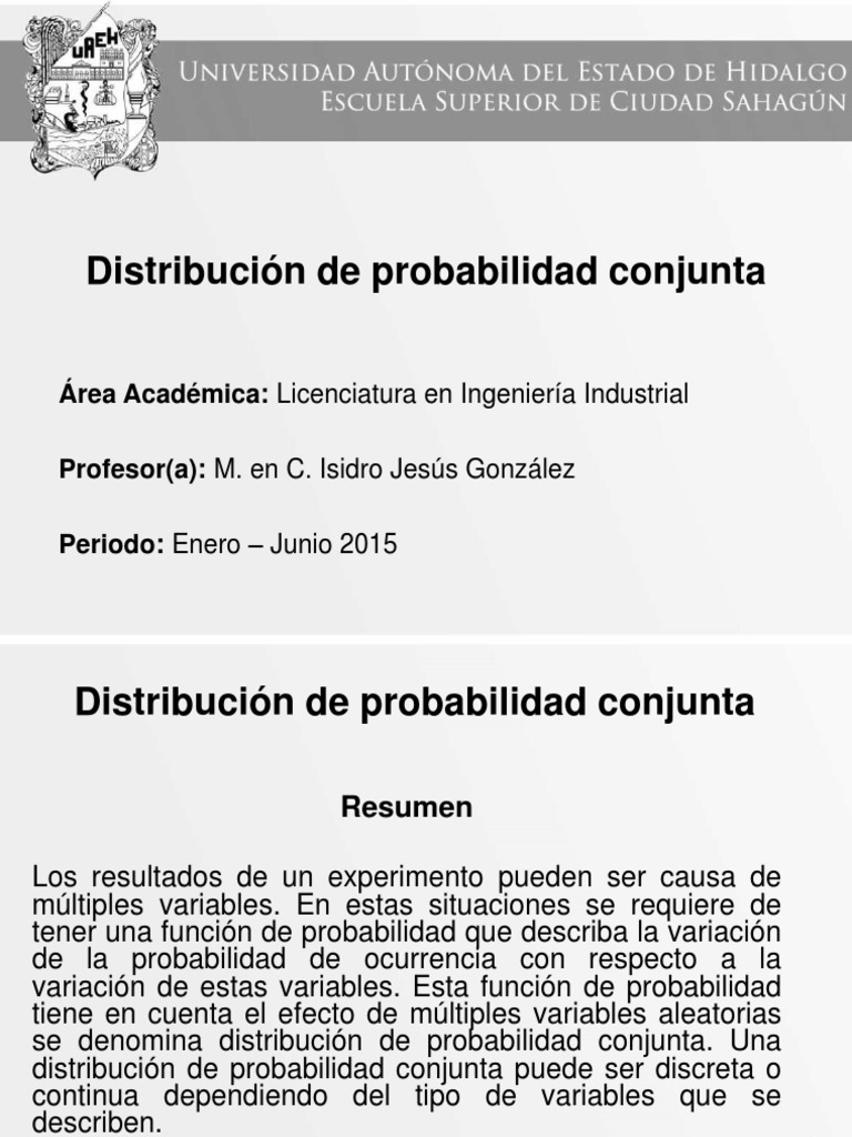 Distribucion de Probabilidad Conjunta | PDF | Desviación Estándar ...