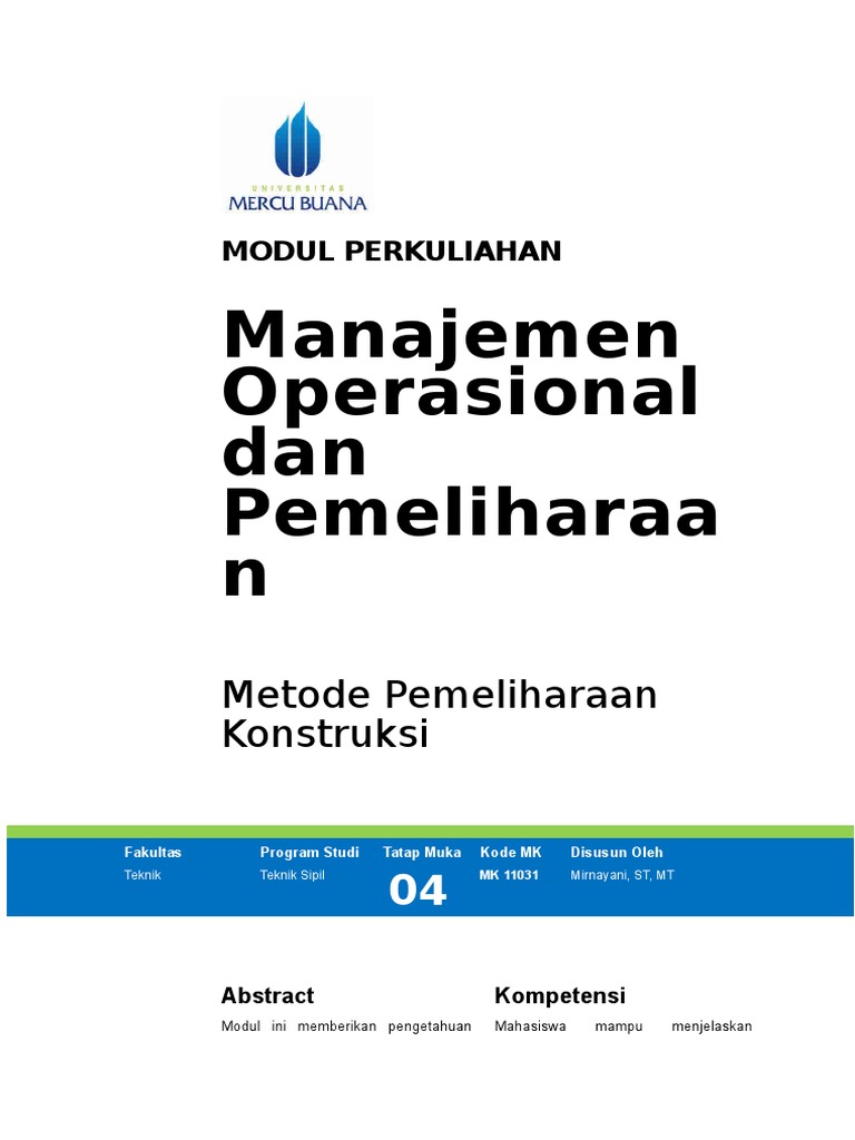 Modul 4 Metode Pemeliharaan Konstruksi | PDF