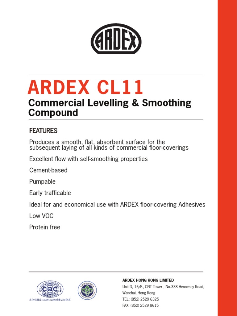 Ardex Cl11: Commercial Levelling & Smoothing Compound | PDF | Flooring ...