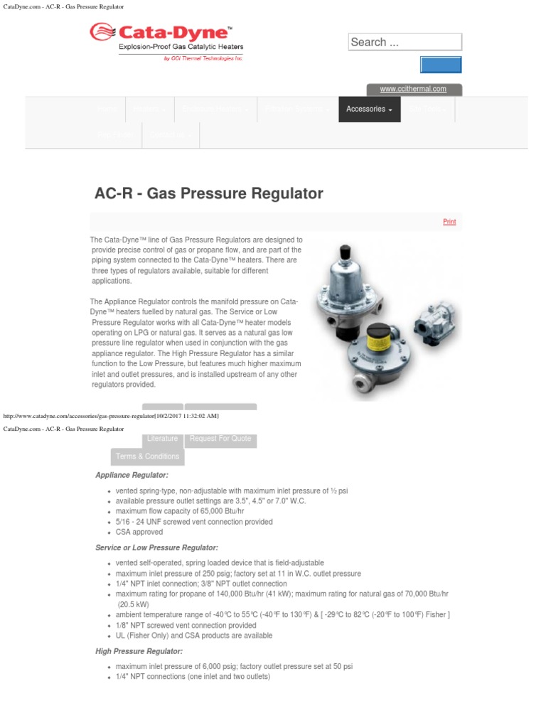AC-R - Gas Pressure Regulator | PDF | Gas Technologies | Mechanical ...