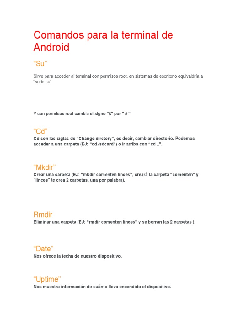 Comandos para La Terminal de Android | PDF | Directorio (Computación ...