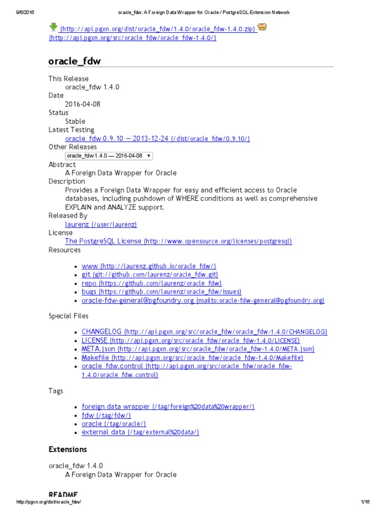 Oracle - FDW - A Foreign Data Wrapper For Oracle - PostgreSQL Extension ...