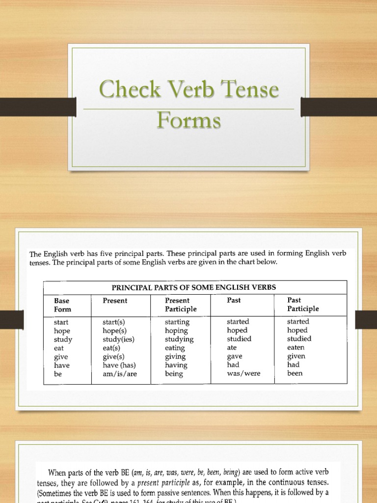 Check Verb Tense Forms PDF | PDF