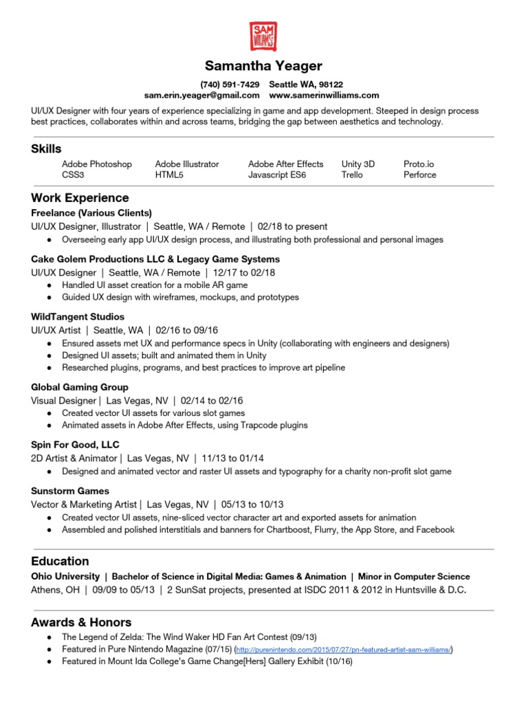 Samyeager Resume | PDF | Computing | Communication Design