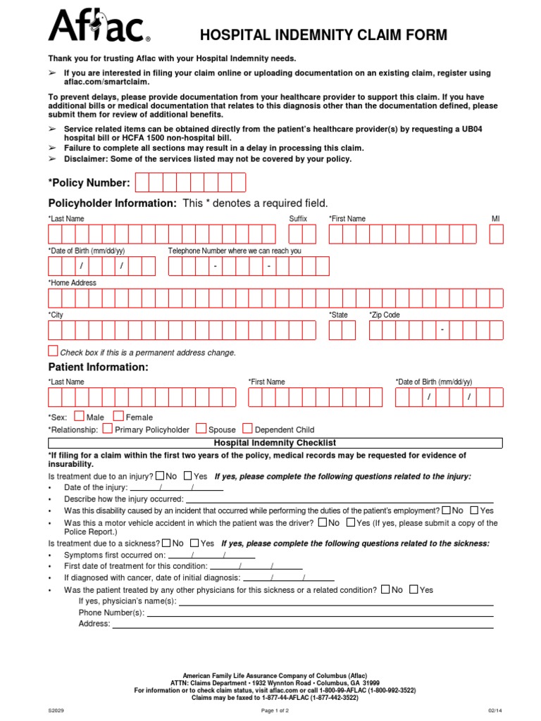 Hospital Indemnity Claim Form: Policy Number | PDF | Insurance ...
