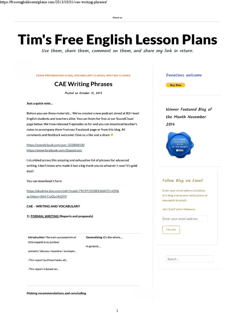 CAE Writing Phrases Guide | PDF