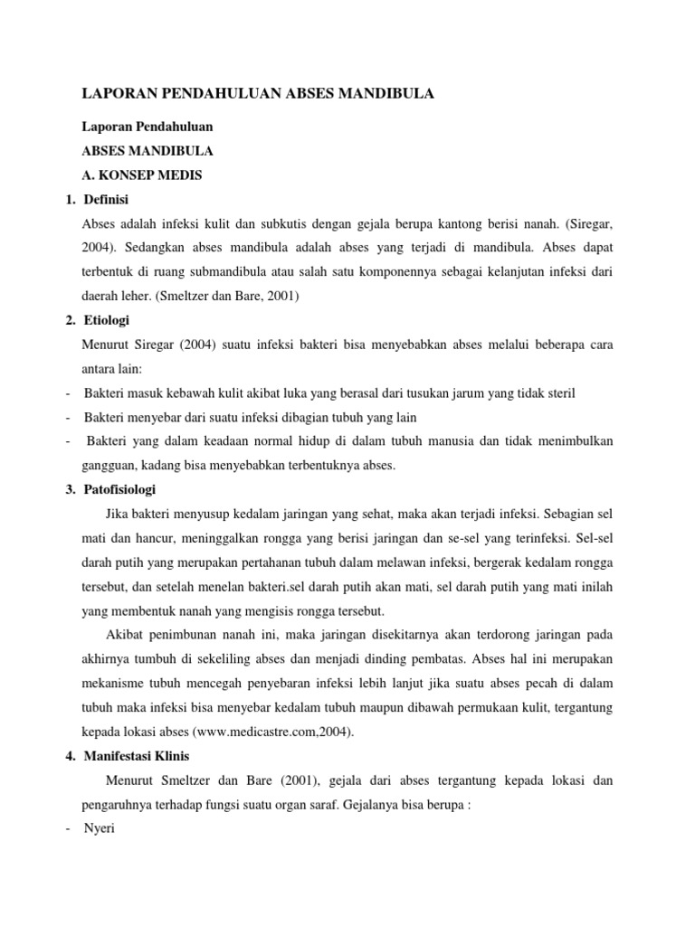 Laporan Pendahuluan Abses Mandibula | PDF