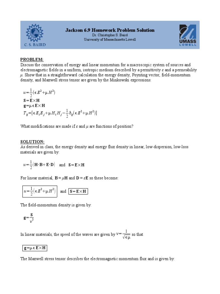 Jackson Problem 6.9 3 Ed PDF | PDF