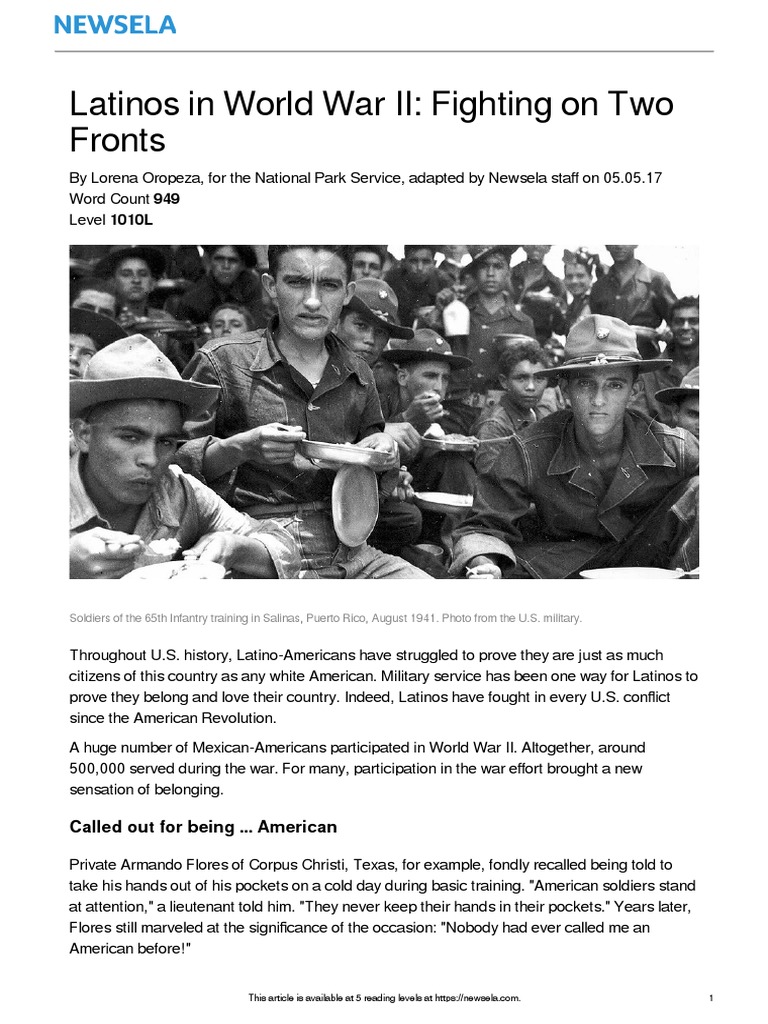 Newsela Wwii Latinos | PDF | National Security | Warfare
