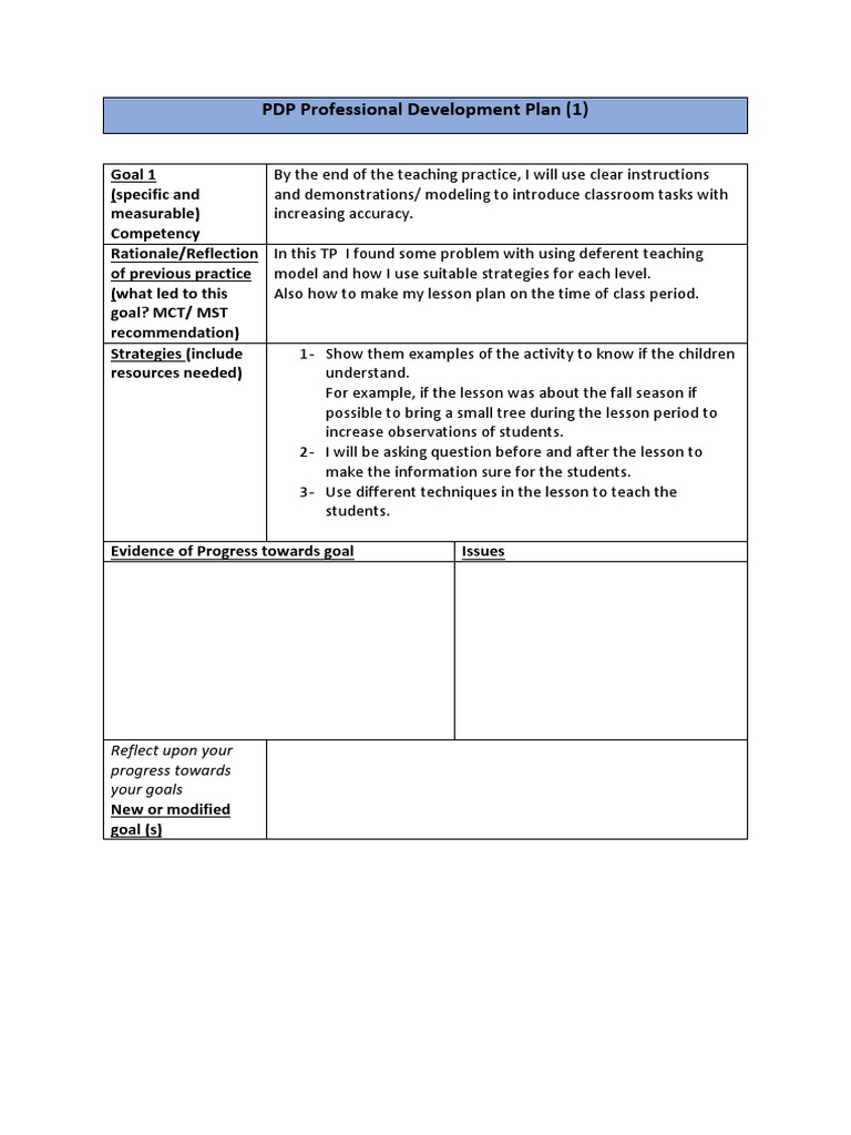 Professional Development Plan for Teaching | PDF | Lesson Plan ...