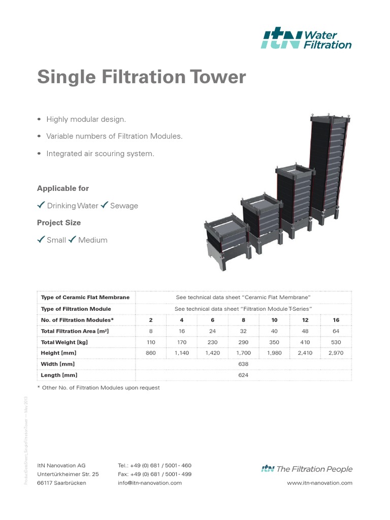 ProductDataSheet SingleFiltrationTowers | PDF