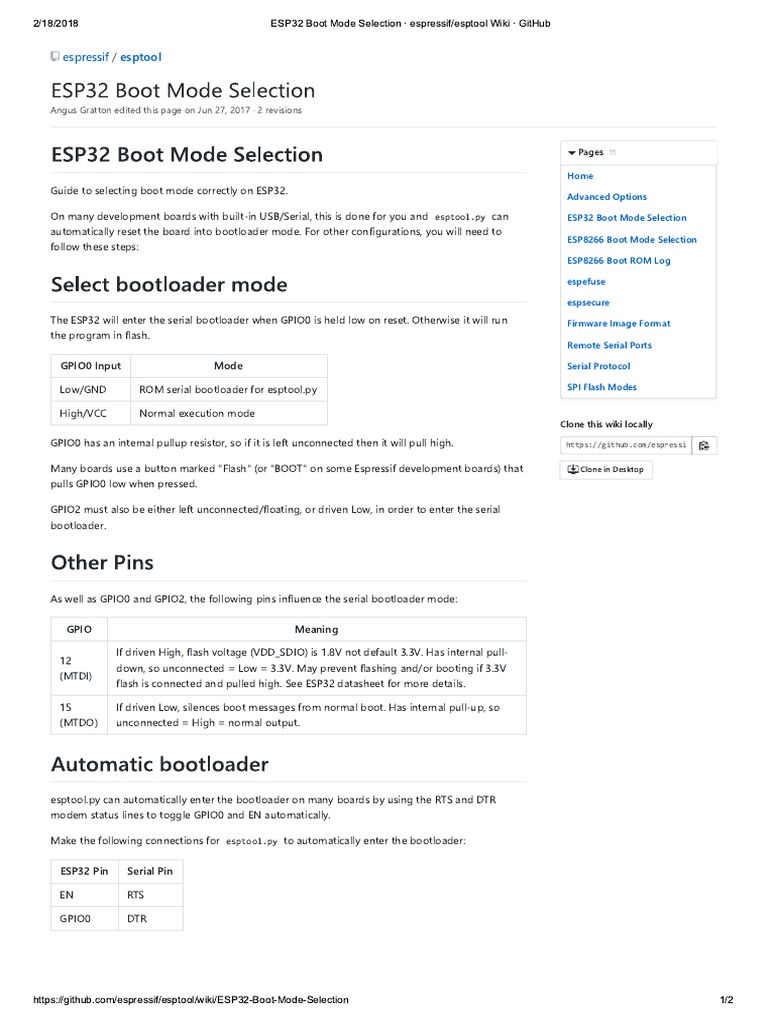 Esp32 Boot Mode Selection | PDF