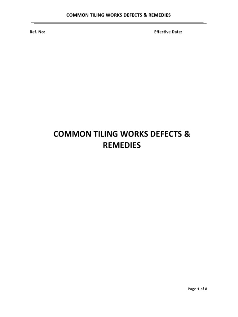 Common Tiling Works Defects & Remedies | PDF | Tile | Adhesive