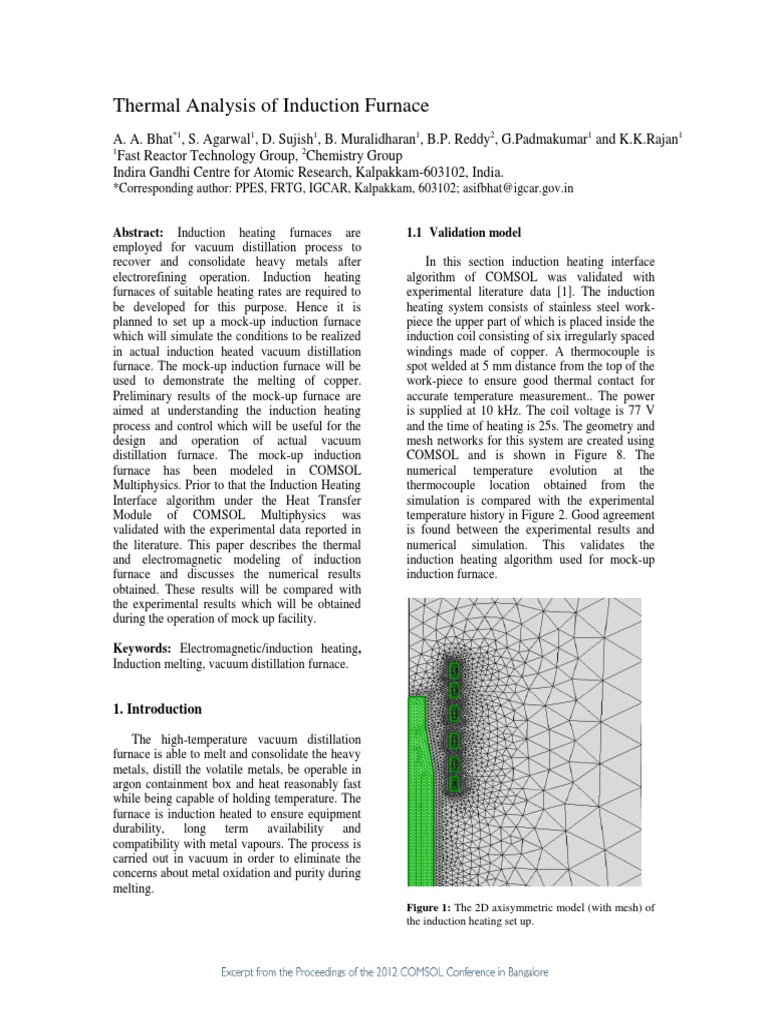 Thermal Analysis of Induction Furnace: Abstract: Induction Heating ...