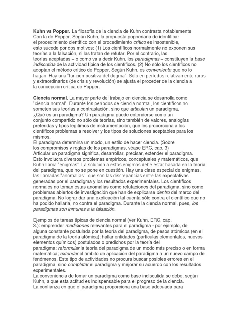 Kuhn Vs Popper | PDF | Paradigm | Karl Popper