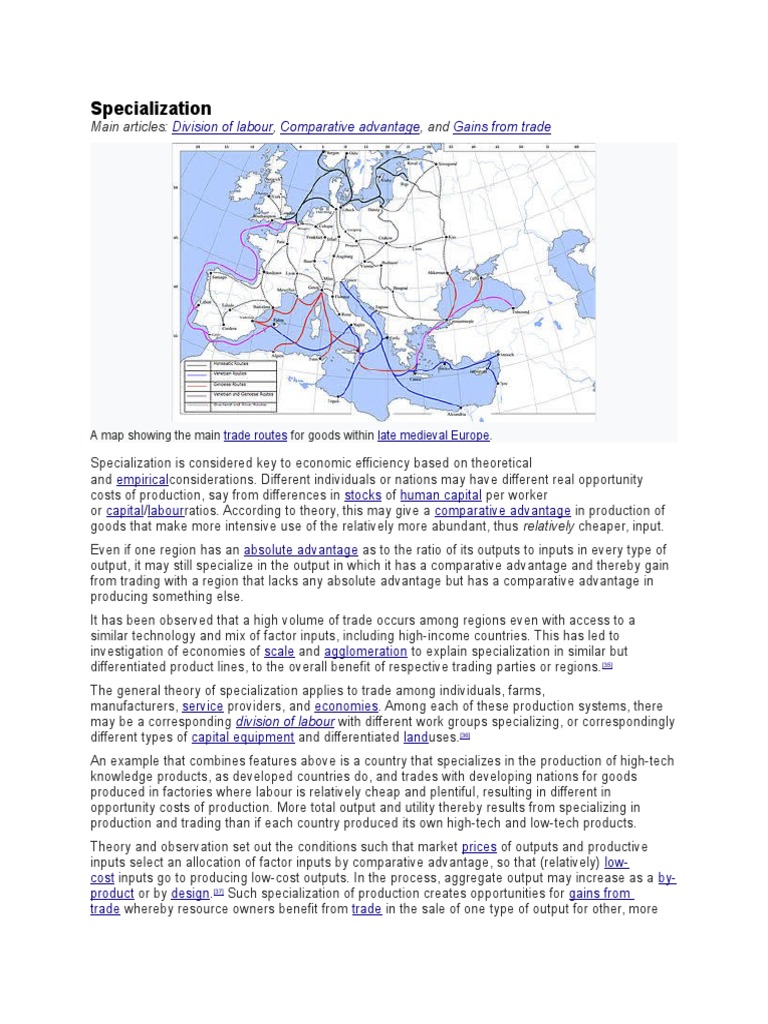 Specialization: Division of Labour Comparative Advantage Gains From ...