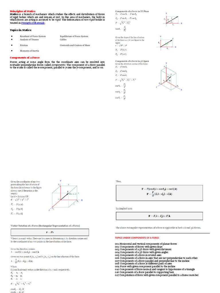 MECHANICS - Mathalino | PDF | Force | Euclidean Vector